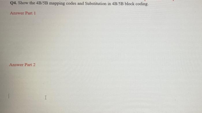 Solved Q4. Show the 4B/5B mapping codes and Substitution in | Chegg.com