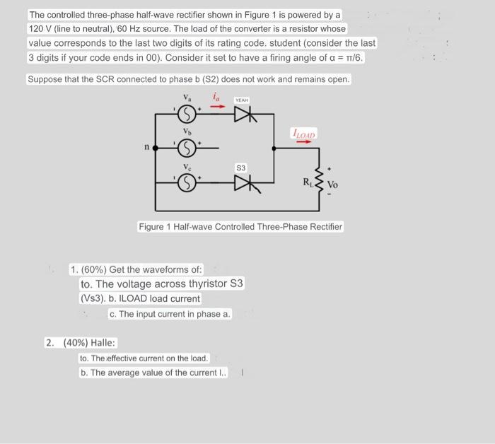 Solved The controlled three-phase half-wave rectifier shown | Chegg.com