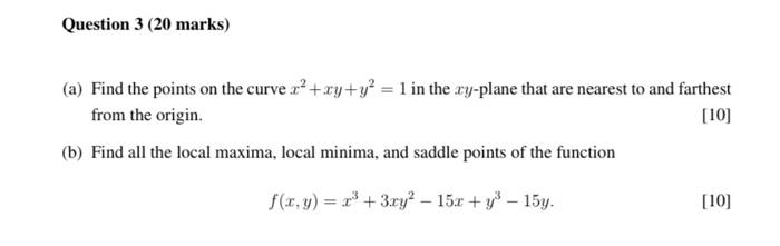Solved (a) Find the points on the curve x2+xy+y2=1 in the | Chegg.com