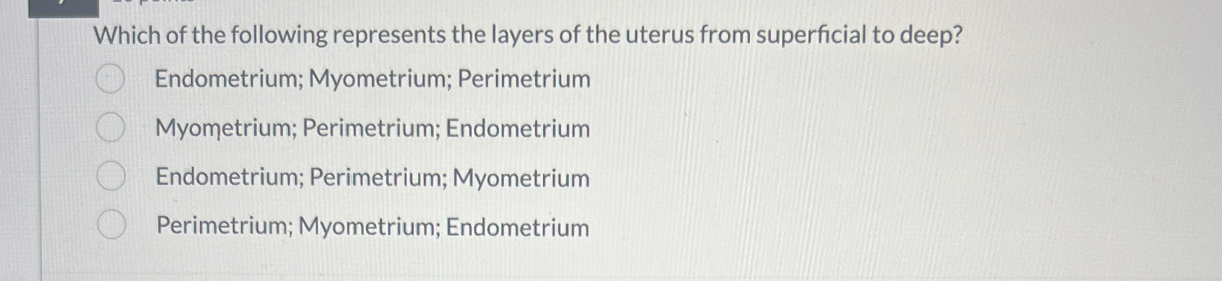 Solved Which of the following represents the layers of the | Chegg.com