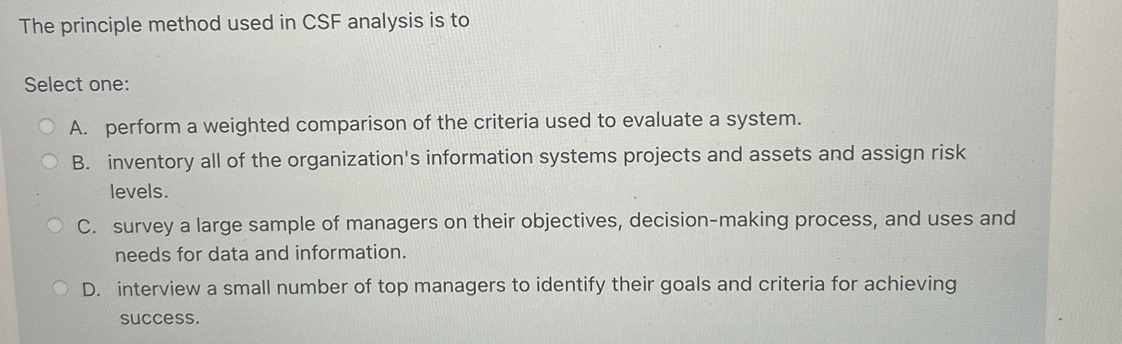 Solved The principle method used in CSF analysis is toSelect | Chegg.com