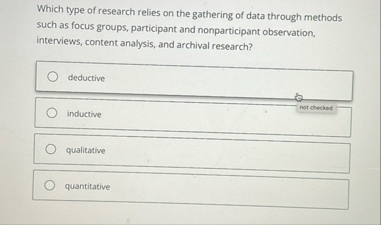 Solved Which type of research relies on the gathering of | Chegg.com