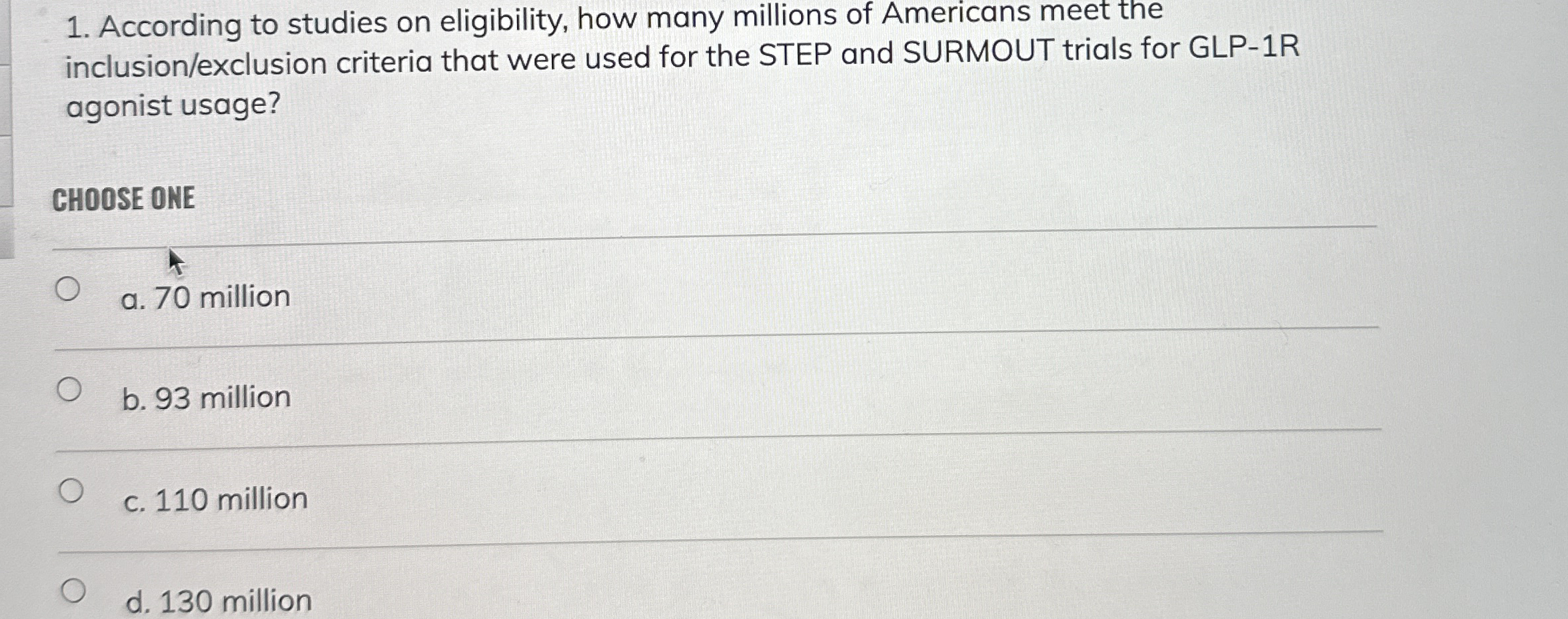 Solved According to studies on eligibility, how many | Chegg.com