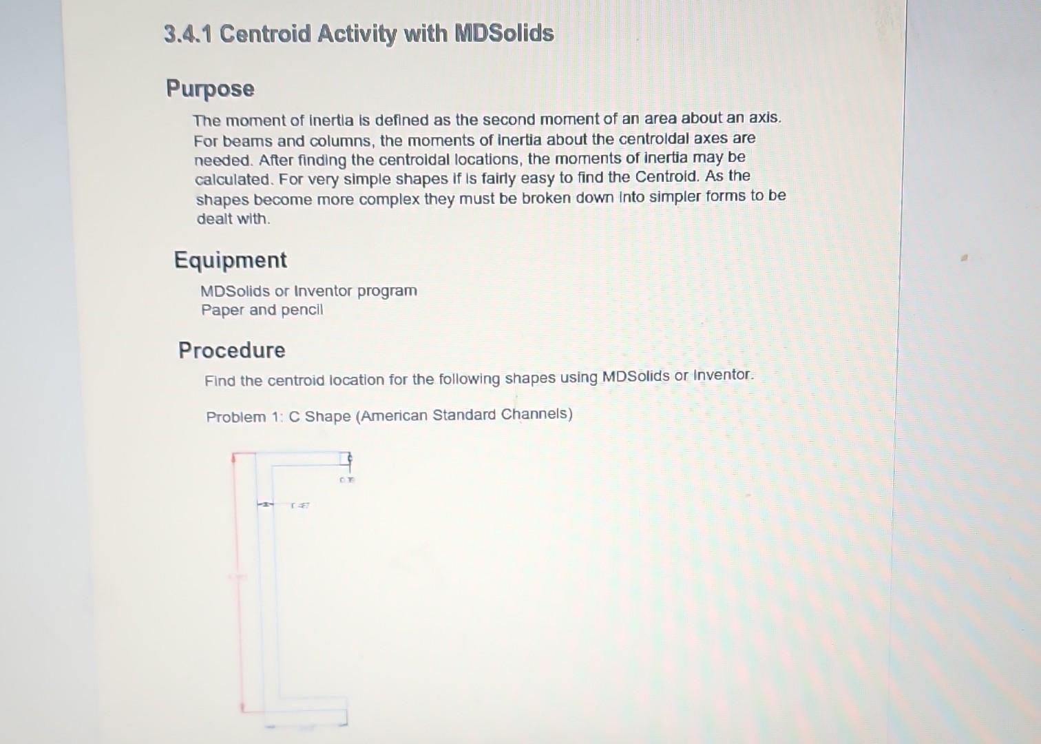 3.4.1 Centroid Activity with MUSolids Purpose The | Chegg.com