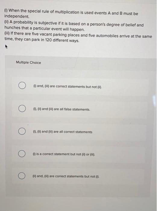 Solved () When the special rule of multiplication is used | Chegg.com