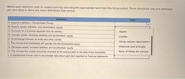 Solved Match each definition with its related term by | Chegg.com