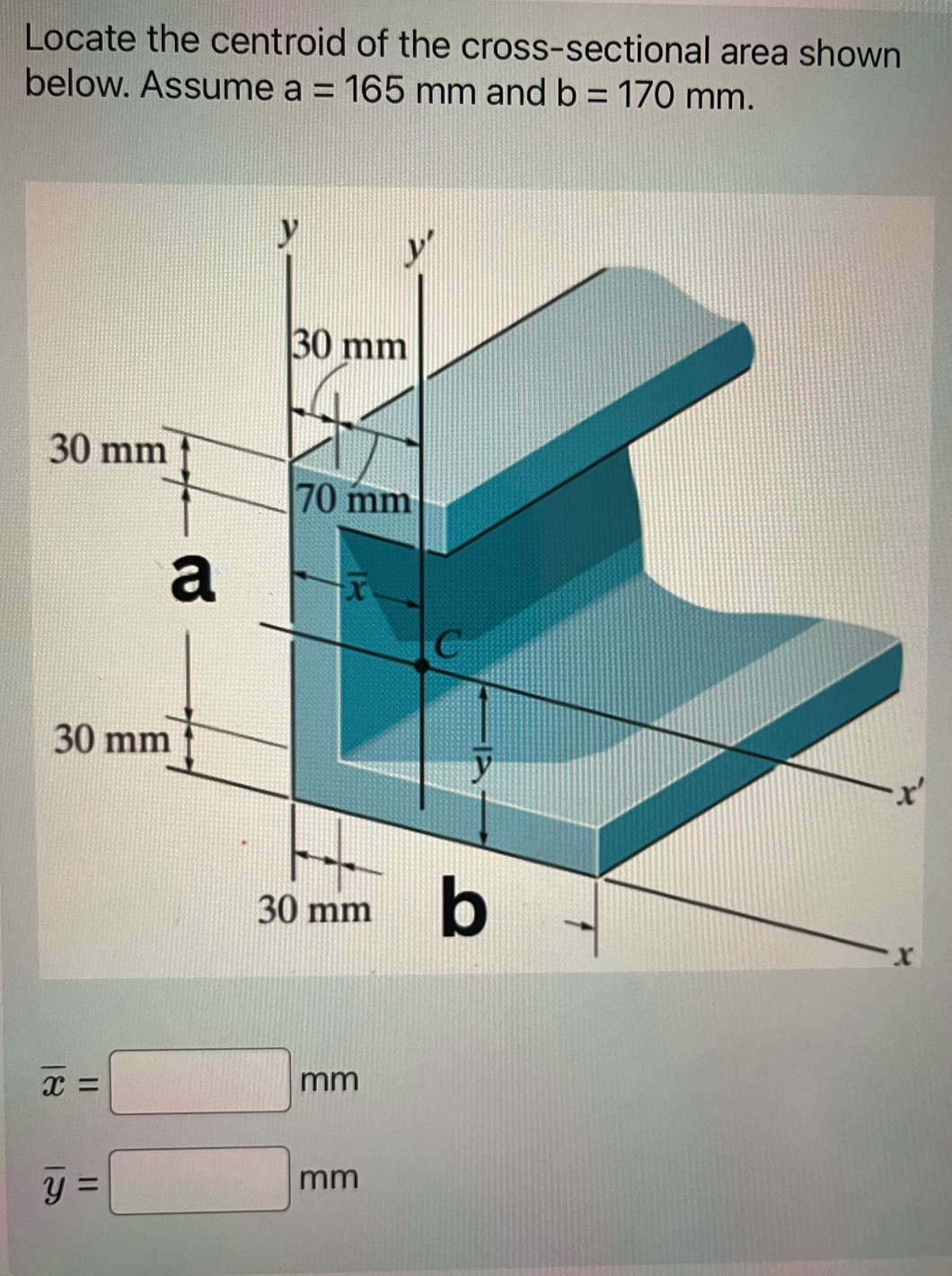 Solved Locate the centroid of the cross-sectional area shown | Chegg.com