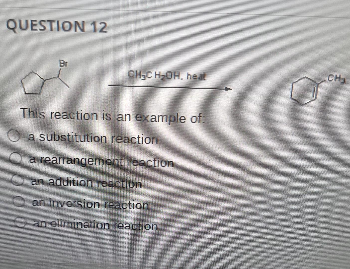 Solved QUESTION 12 This reaction is an example of: a | Chegg.com