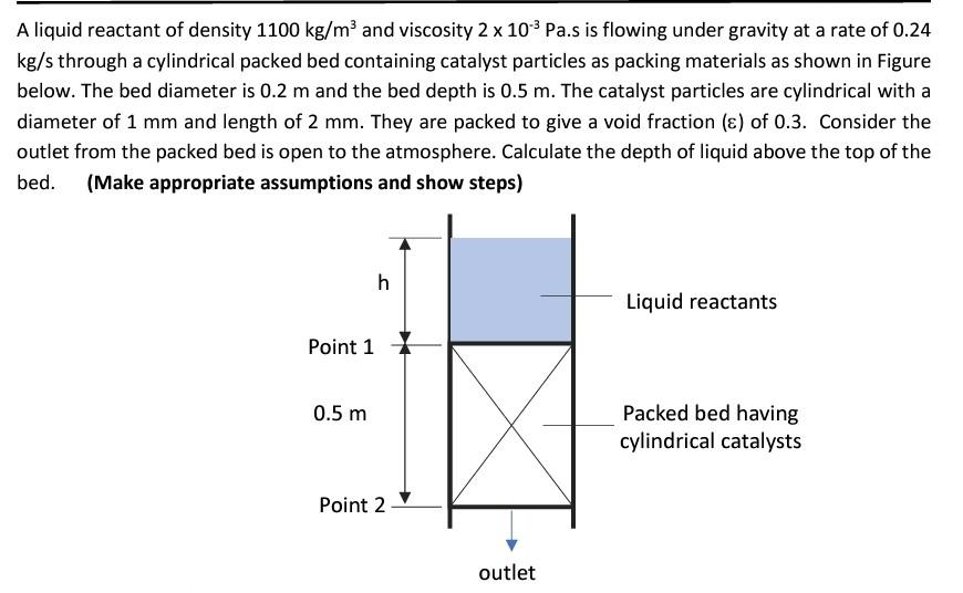 A liquid reactant of density 1100 kg/m3 and viscosity | Chegg.com