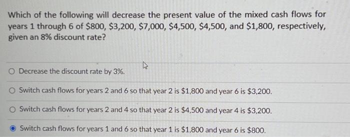 Solved Which of the following will decrease the present | Chegg.com