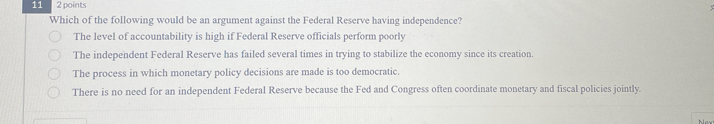 Solved 112 ﻿pointsWhich of the following would be an | Chegg.com