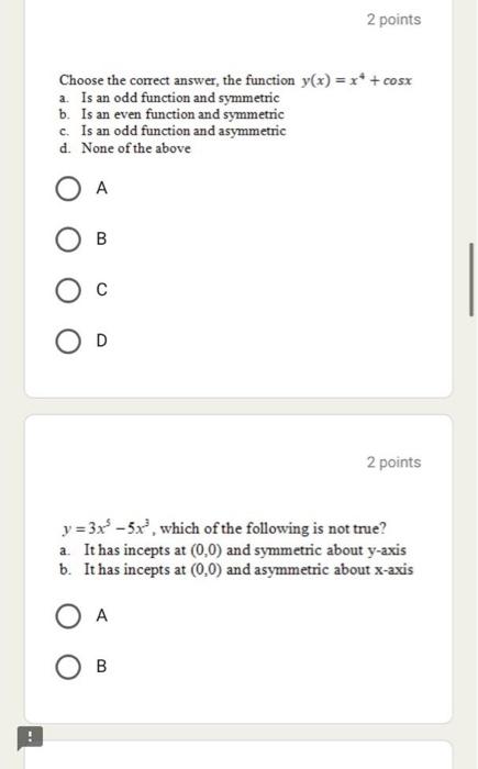 Solved 2 points The domain of f(x) = log1-xis{XER:1-x 503? | Chegg.com