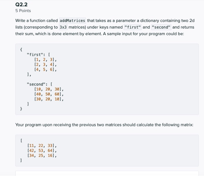 Q2.1 3 Points The diagonal of a 3x3 matrix is | Chegg.com