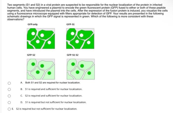 Two segments (S1 and S2) in a viral protein are | Chegg.com