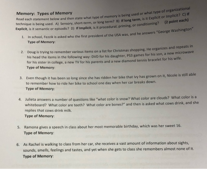 Solved Memory: Types of Memory Read each statement below and | Chegg.com