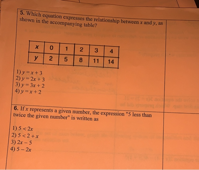 Solved 5 Which Equation Expresses The Relationship Between Chegg