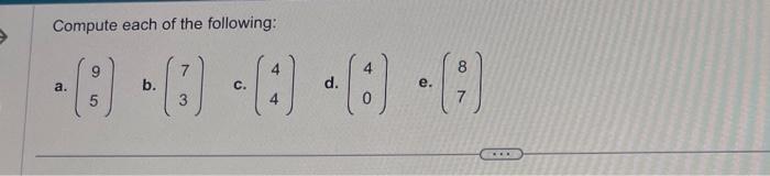 Solved Compute each of the following: a. (95) b. (73) c. | Chegg.com