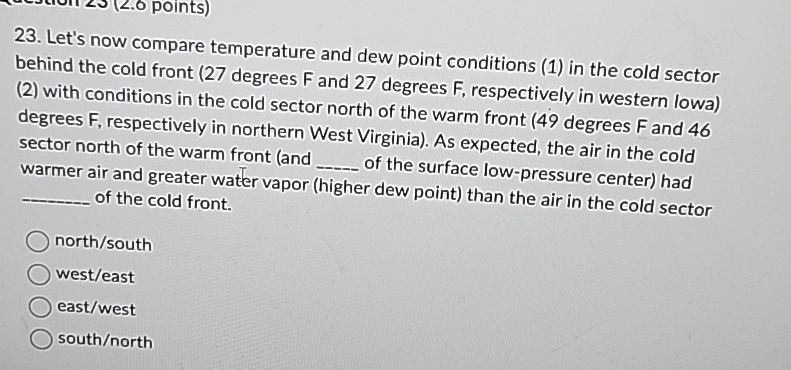 Solved Let's now compare temperature and dew point | Chegg.com