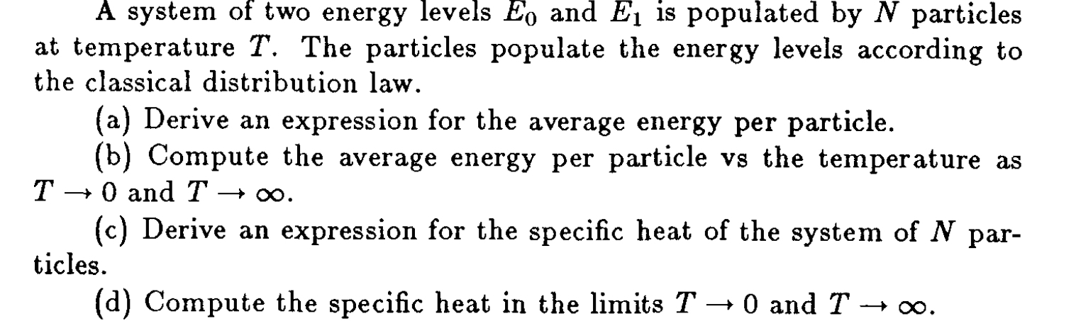 Solved A system of two energy levels E0 ﻿and E1 ﻿is | Chegg.com