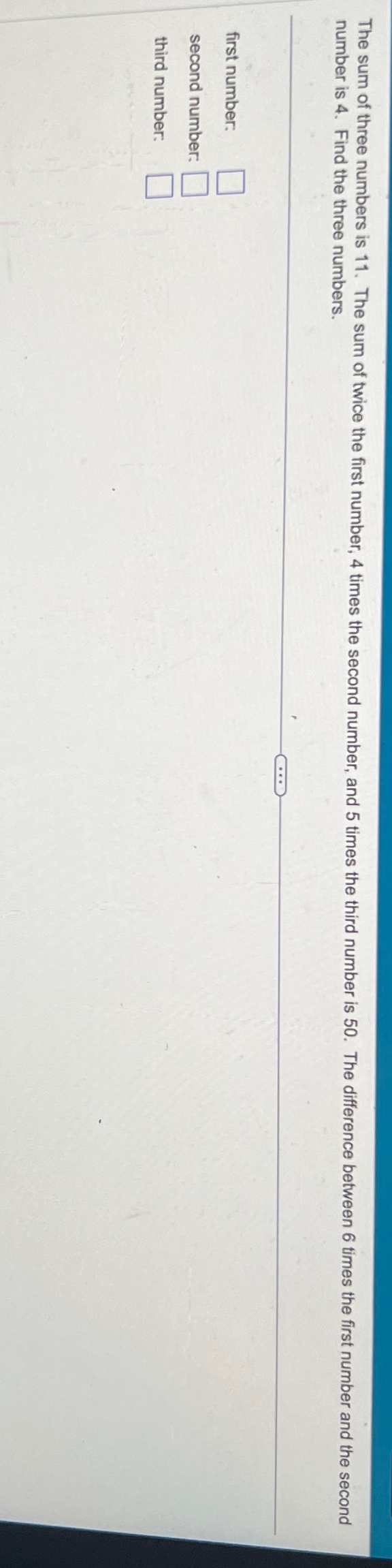 Solved The sum of three numbers is 11 . ﻿The sum of twice | Chegg.com