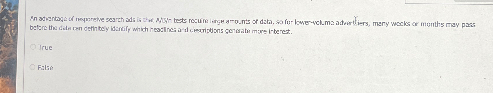 Solved An advantage of responsive search ads is that AB?n | Chegg.com