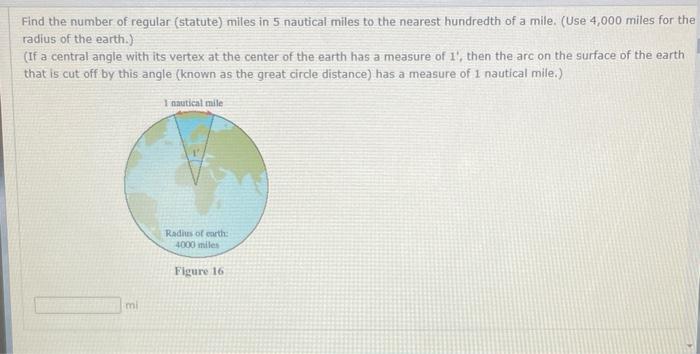 Solved Find the number of regular ( statute ) miles in 5 | Chegg.com