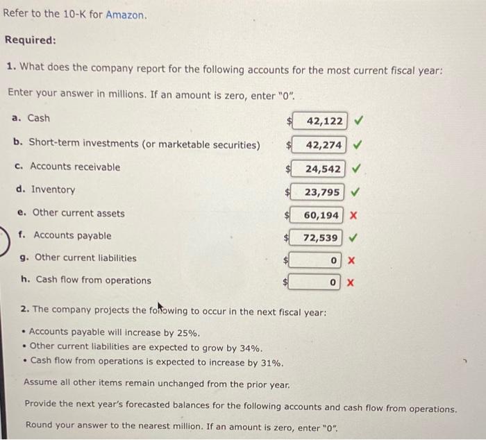 Refer to the 10-K for Amazon. Required: 1. What does | Chegg.com