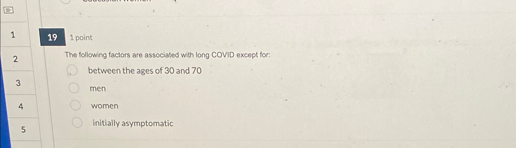 Solved 191 ﻿pointThe following factors are associated with | Chegg.com