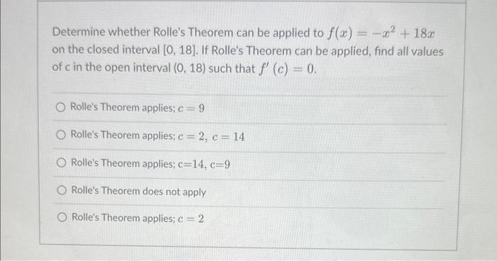 Solved Determine whether Rolle's Theorem can be applied to | Chegg.com
