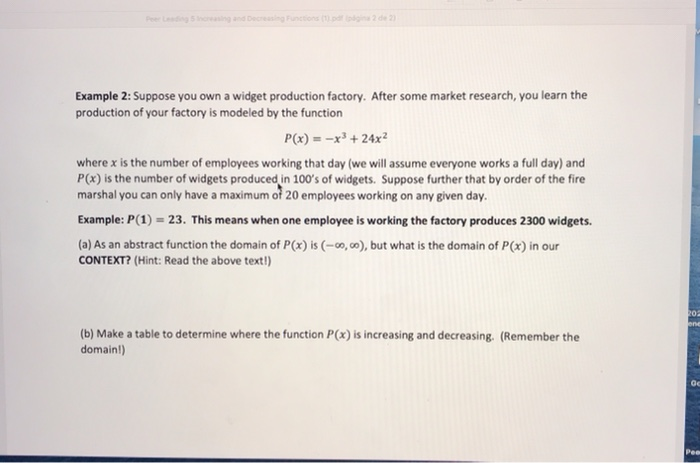 Solved Example 2: Suppose you own a widget production | Chegg.com
