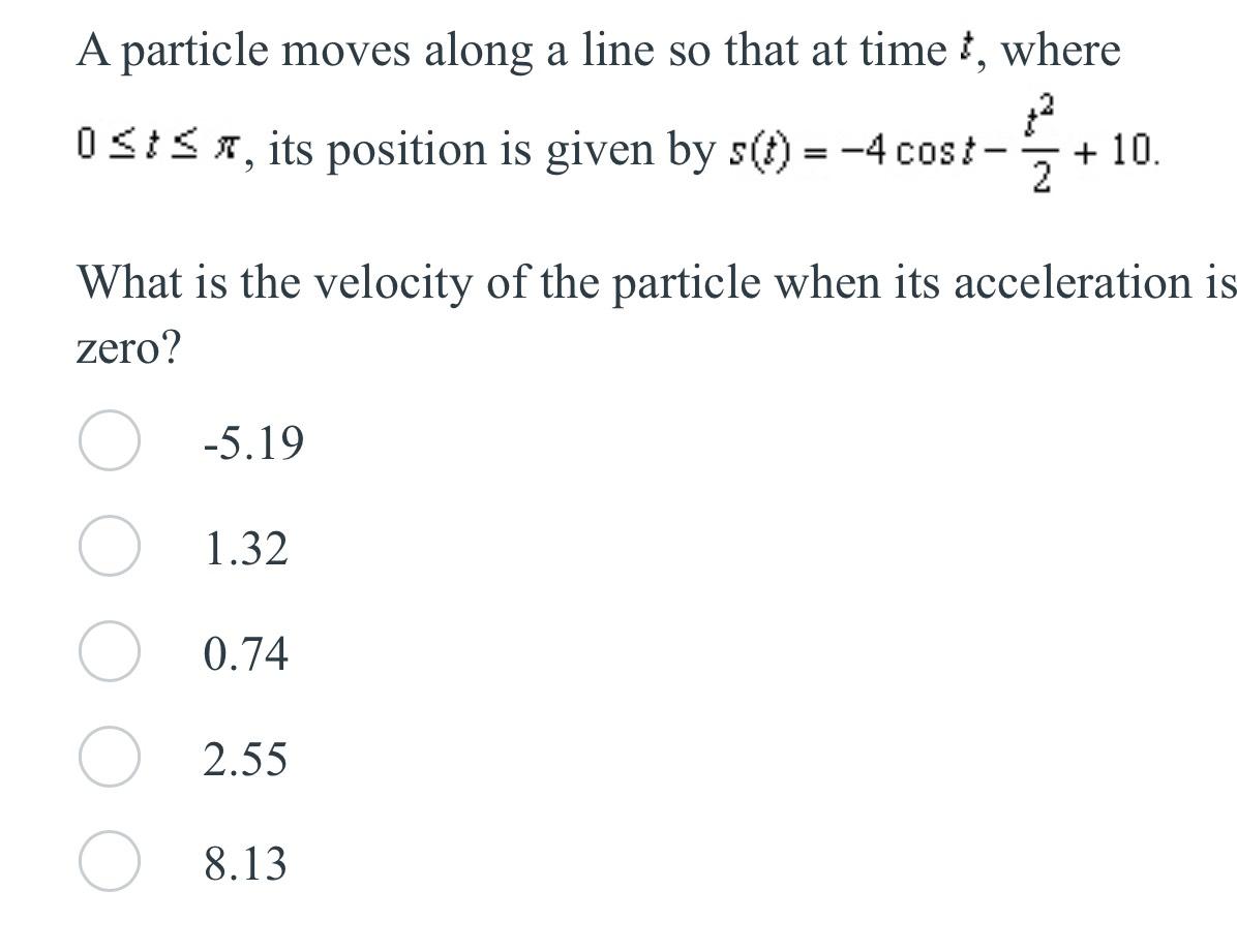 Solved A particle moves along a line so that at time t, | Chegg.com