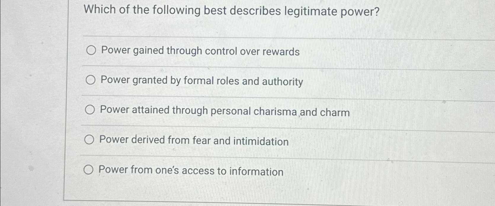 Solved Which of the following best describes legitimate | Chegg.com