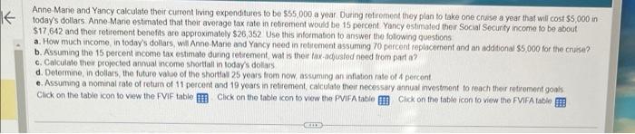 Solved Anne Mane and Yancy calculate their curtent living | Chegg.com
