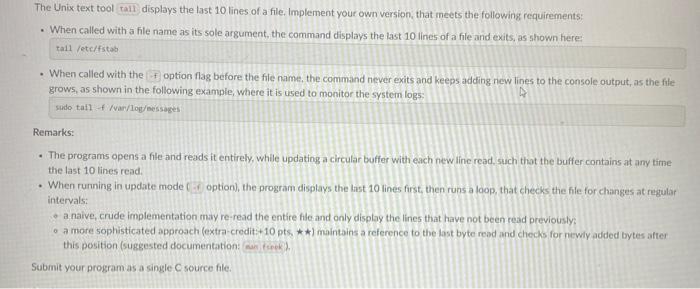 Solved can you solve this please The Unix text tool tail | Chegg.com