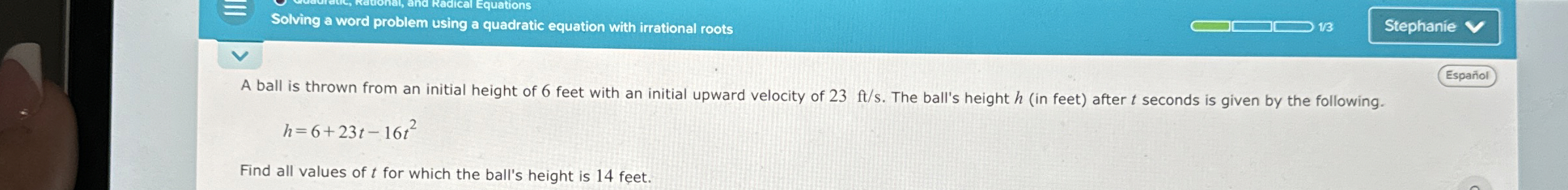 Solved Solving a word problem using a quadratic equation | Chegg.com