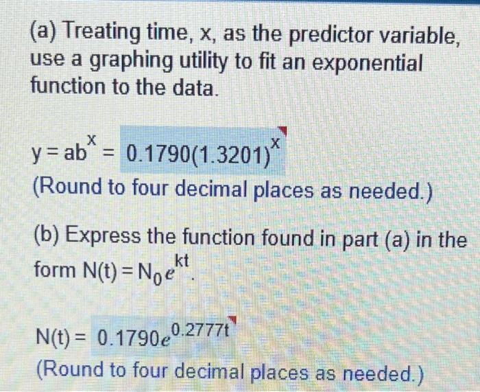 Solved (a) Treating time, x, as the predictor variable, use | Chegg.com
