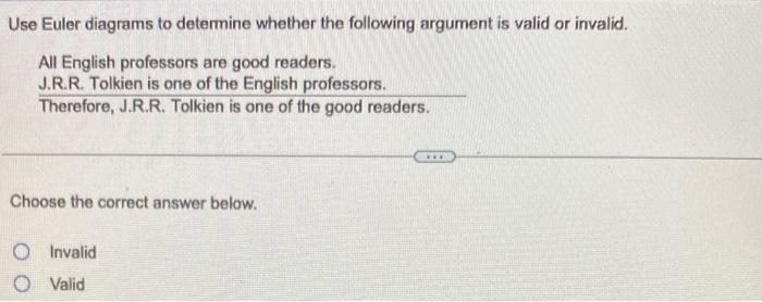 Solved Use Euler diagrams to determine whether the following | Chegg.com