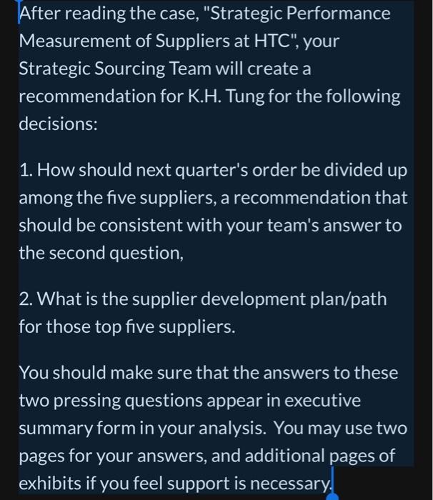 Solved After reading the case, "Strategic Performance After | Chegg.com