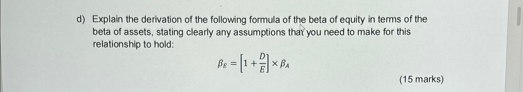 Solved d) ﻿Explain the derivation of the following formula | Chegg.com