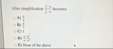 Solved After simplification 12-y1y-x | Chegg.com