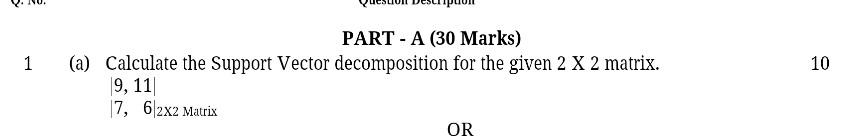 Solved PART - A (30 Marks) (a) Calculate the Support Vector | Chegg.com
