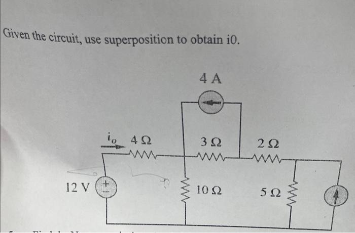 Solved Given the circuit, use superposition to obtain i0. | Chegg.com