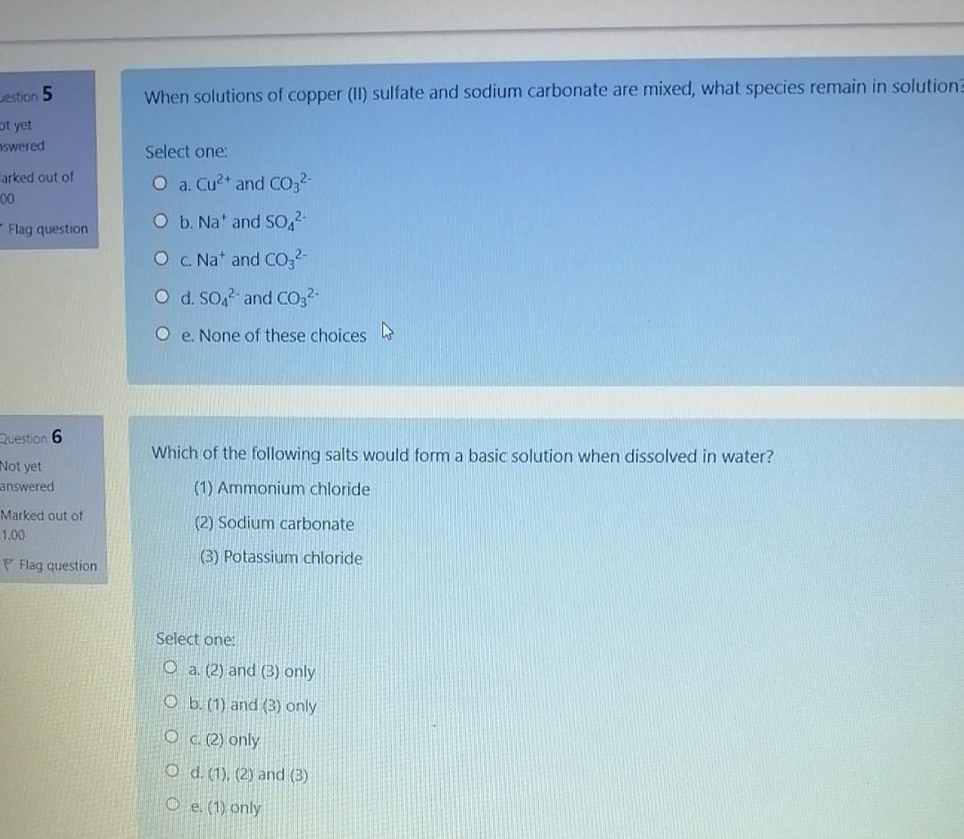 Solved Destion 5 When solutions of copper (II) sulfate and | Chegg.com