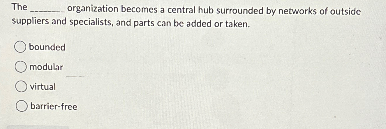 Solved The q, ﻿organization becomes a central hub surrounded | Chegg.com