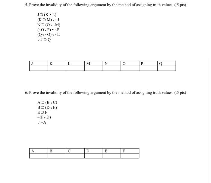 Solved 5. Prove the invalidity of the following argument by | Chegg.com