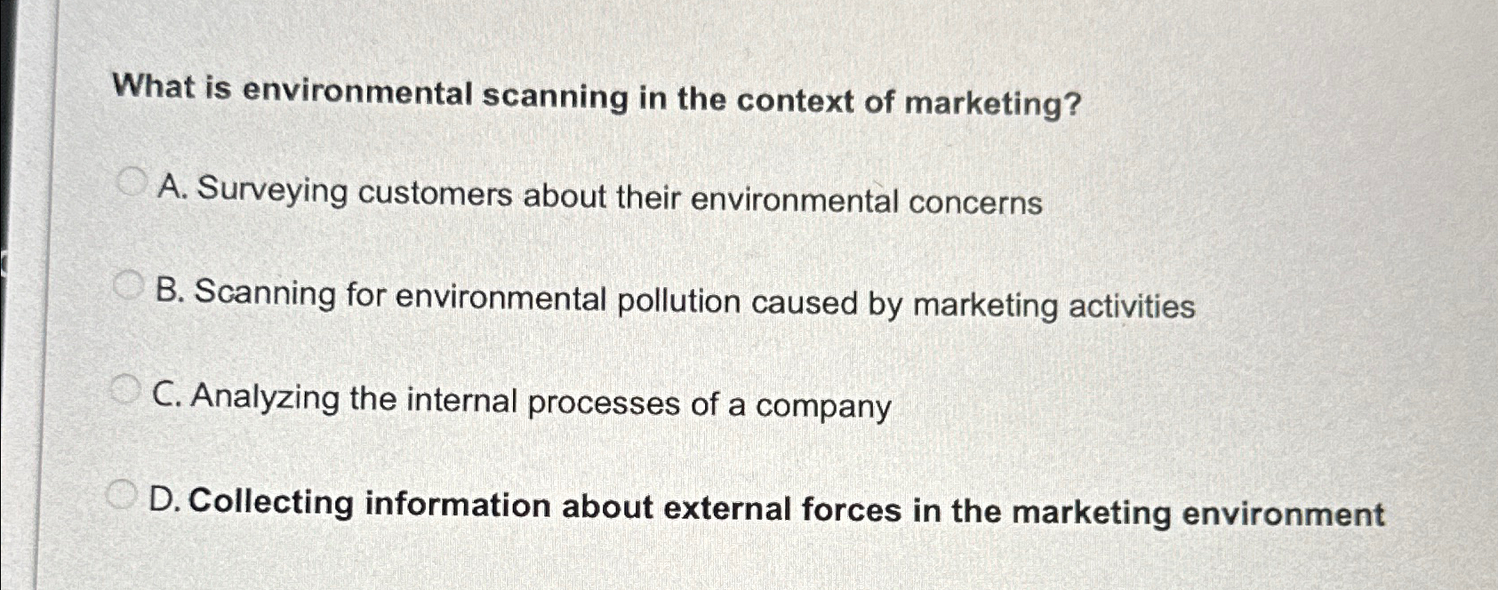 Solved What is environmental scanning in the context of | Chegg.com