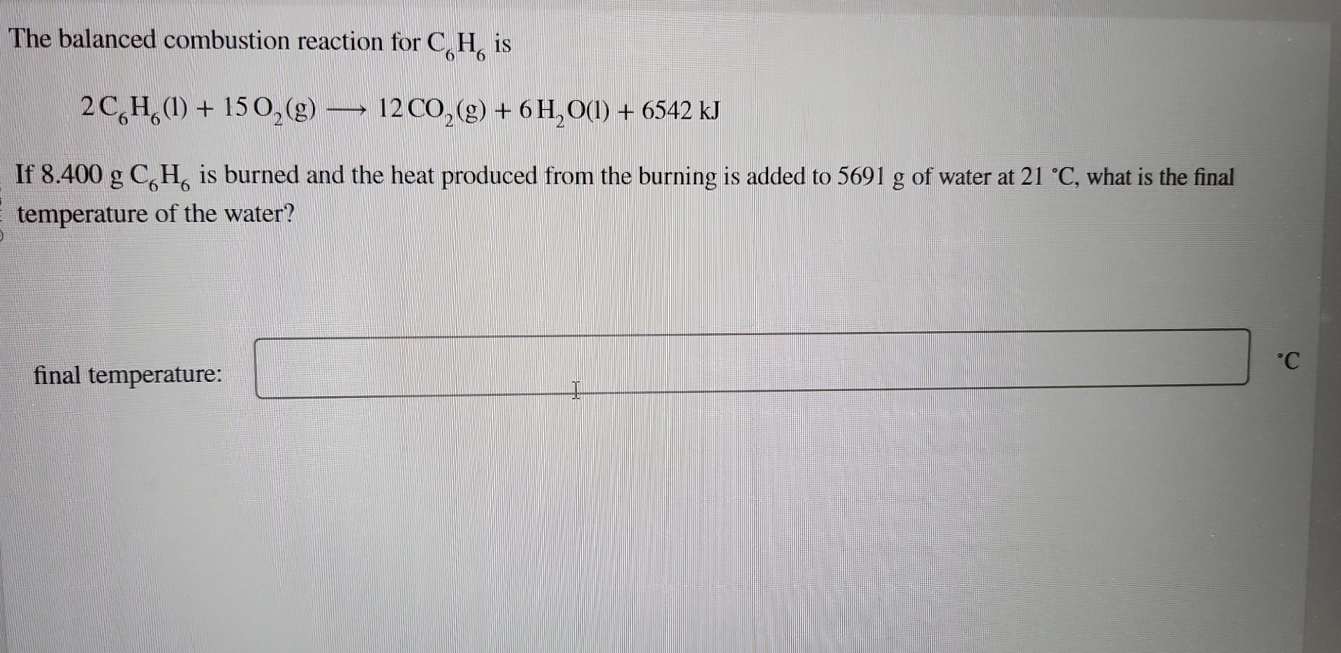 Solved The Balanced Combustion Reaction For C6h6 Is