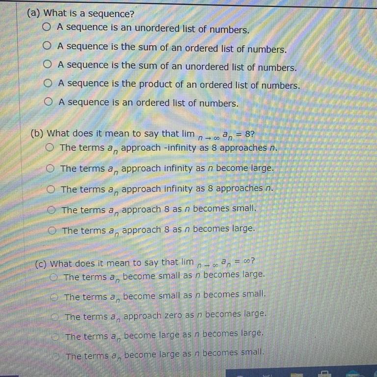 Solved (a) What is a sequence? O A sequence is an unordered | Chegg.com