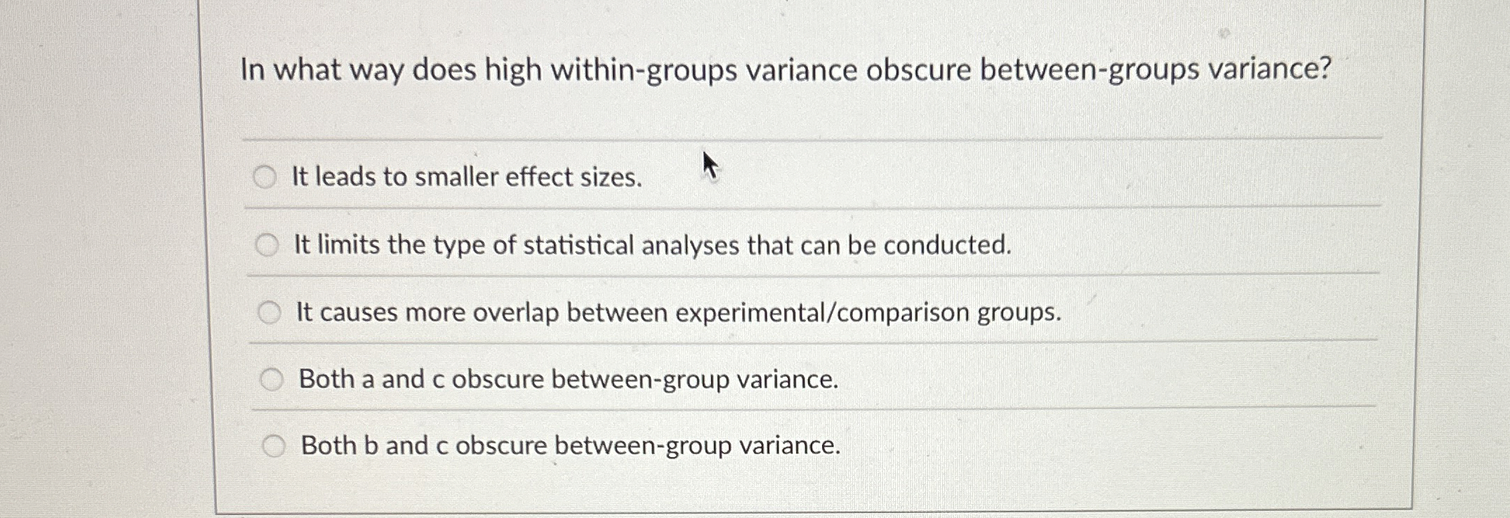 Solved In what way does high within-groups variance obscure | Chegg.com