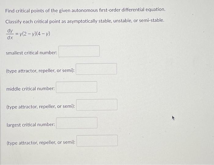 Solved Find critical points of the given autonomous | Chegg.com